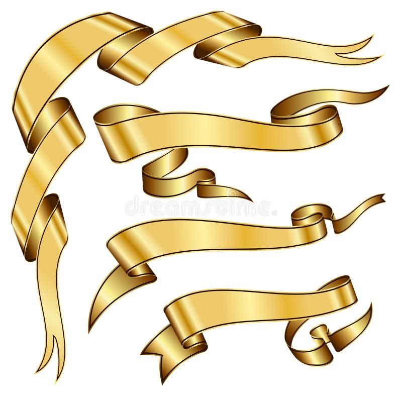 Gold ribbon collection stock vector. Illustration of element - 13567752
