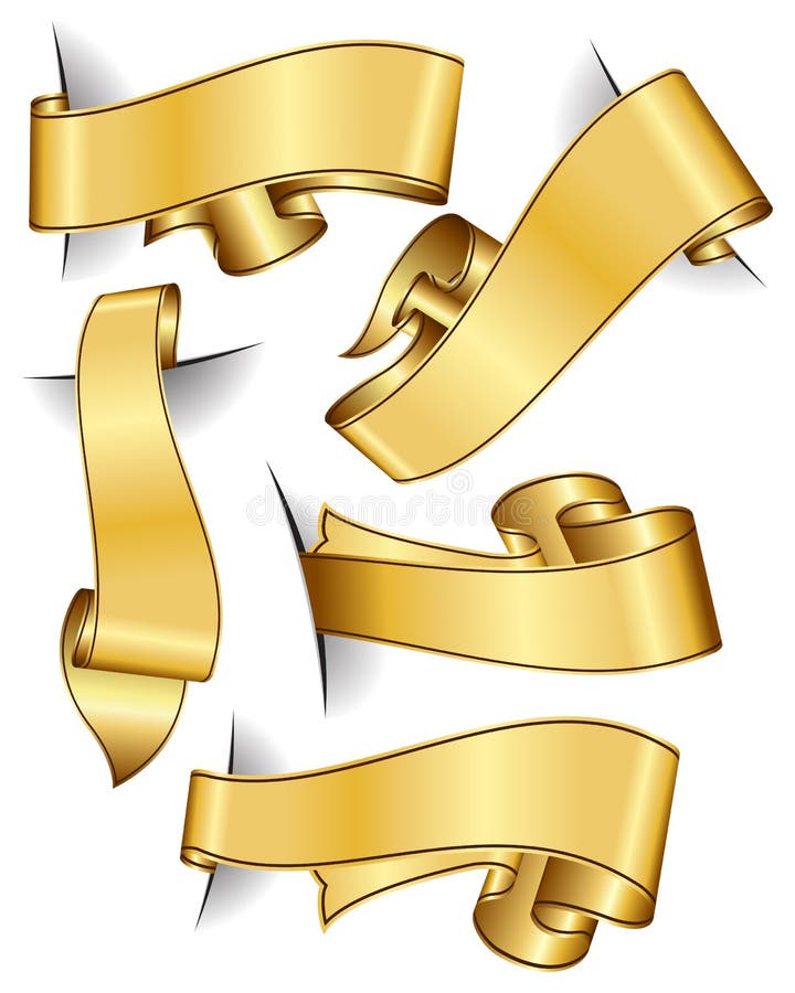 Gold ribbon collection stock vector. Illustration of shape - 13412845