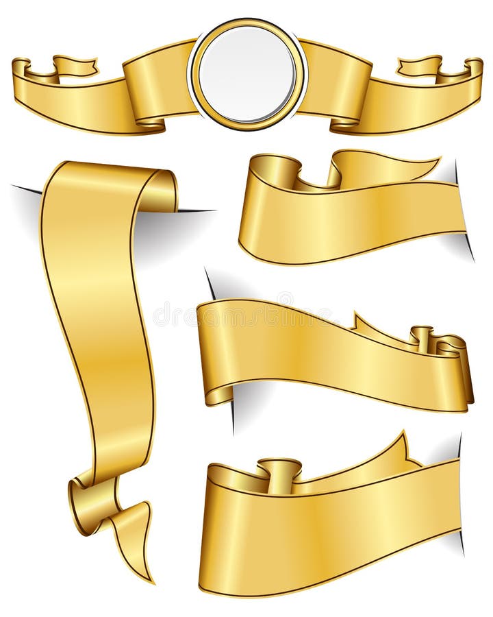 Gold ribbon collection stock vector. Illustration of element - 13567752