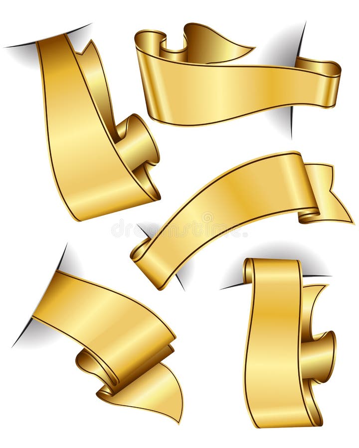 Gold ribbon collection stock vector. Illustration of element - 13567752