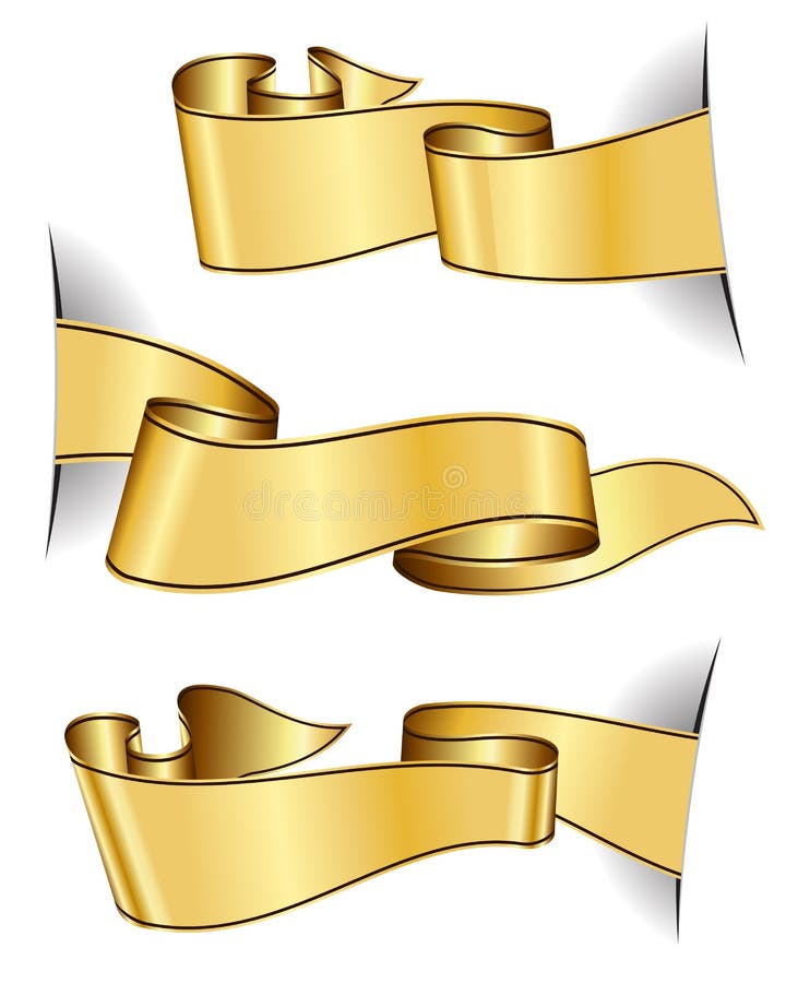 Gold ribbon collection stock vector. Illustration of banner - 13855127