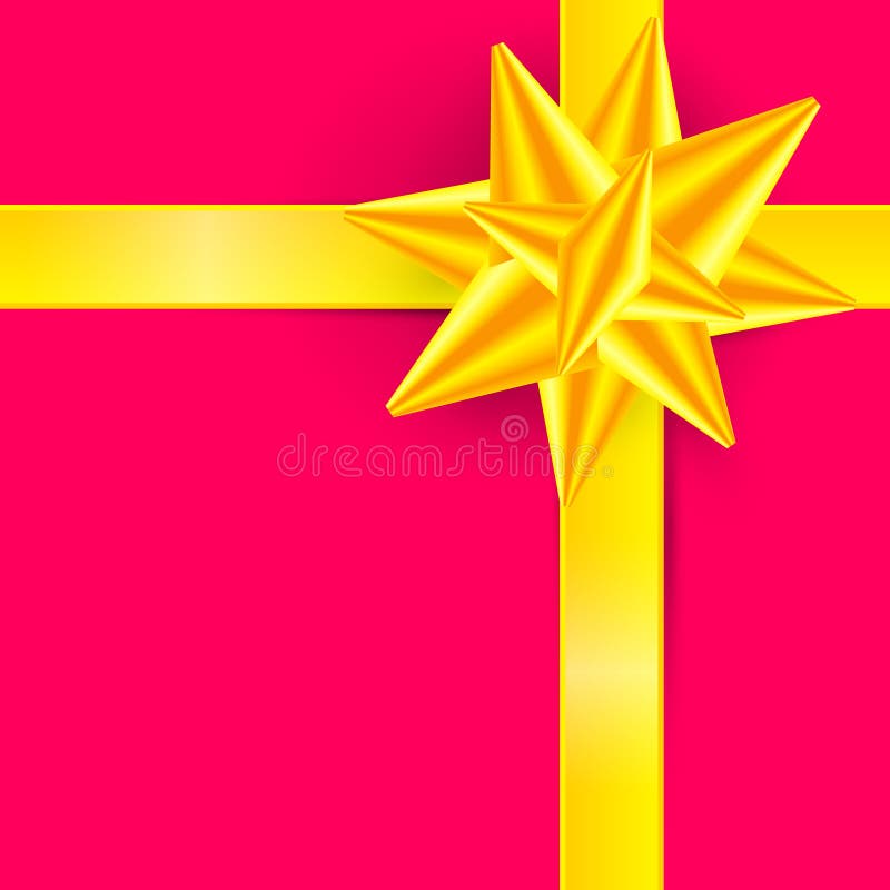 Gold Ribbon on Pink Background - Gift Box Cover Stock Vector ...
