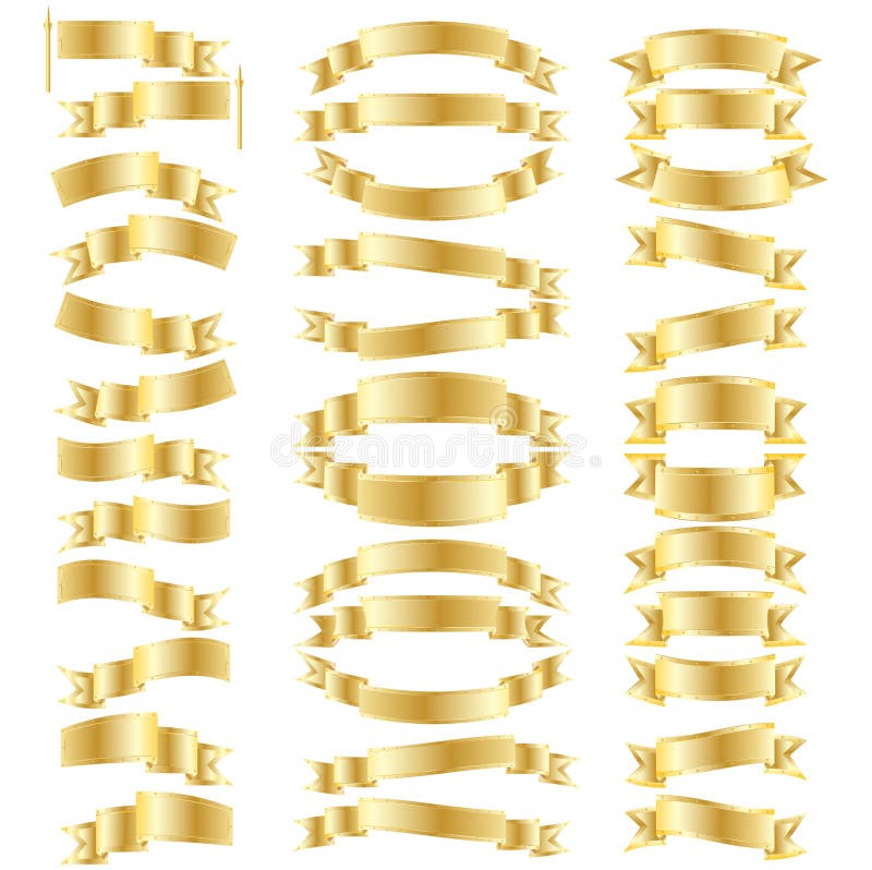 Gold_ribbon_set иллюстрация вектора. иллюстрации насчитывающей флаг ...