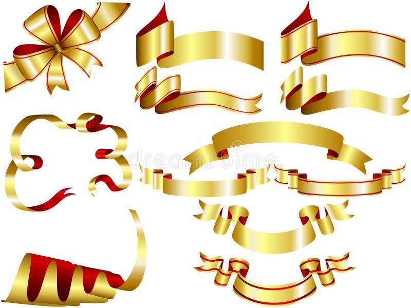 Gold ribbon set stock vector. Illustration of golden - 19902662