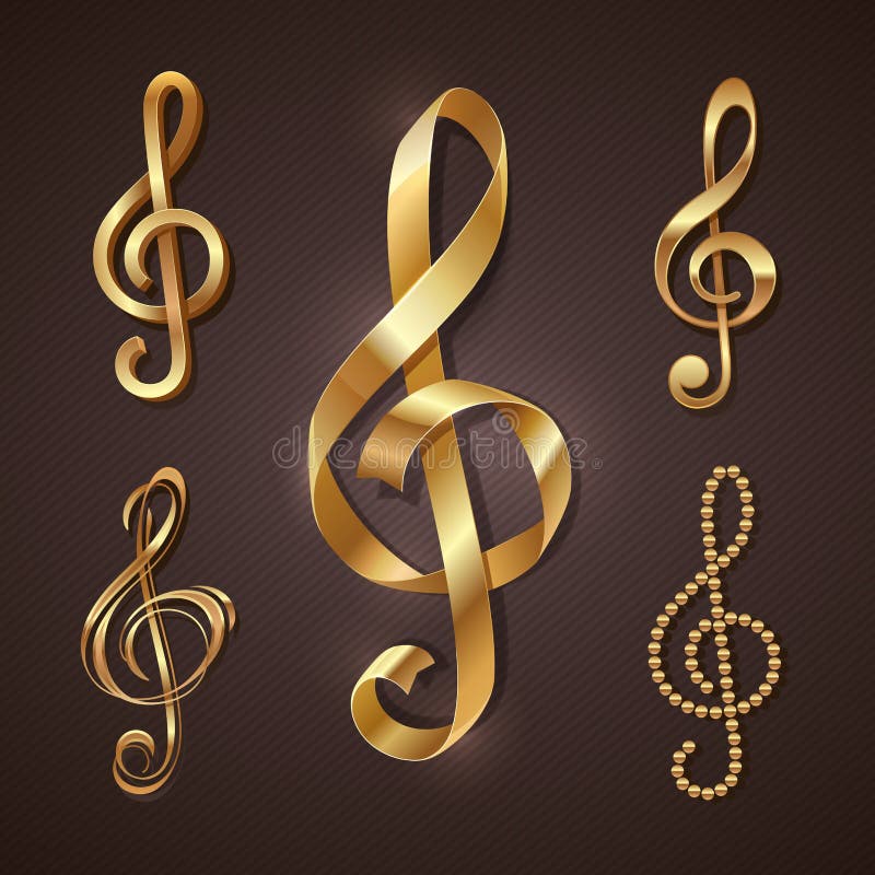 Gold Ribbon in the Shape of Treble Clef - Vector Illustration Stock ...