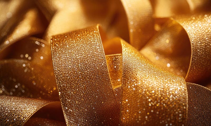 A Gold Ribbon with a Shiny, Glittery Texture Stock Image - Image of ...