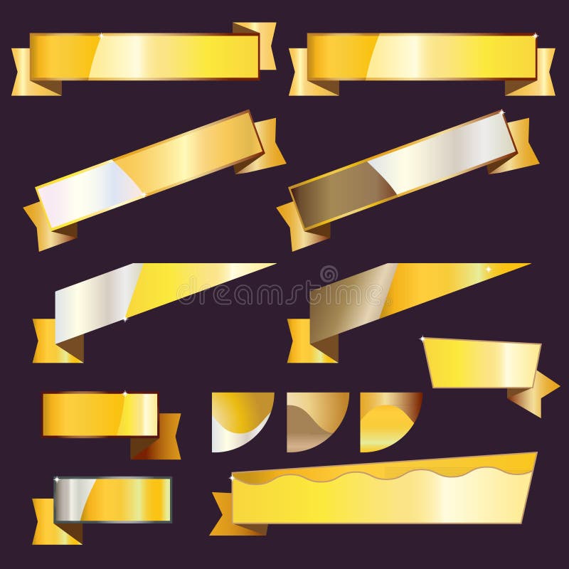 Gold Ribbons and Banners Vector Stock Vector - Illustration of golden ...
