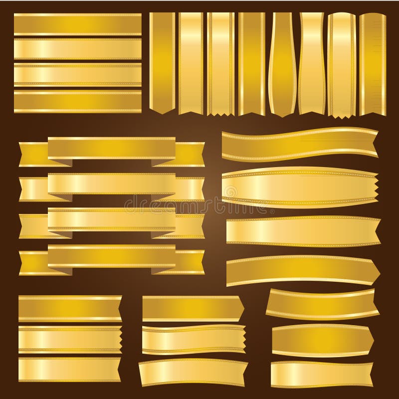 Gold Ribbons and Banners Vector Stock Vector - Illustration of ribbon ...