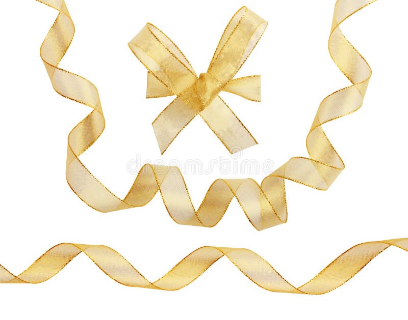Gold Ribbons Isolated on White Stock Image - Image of gold, clipping ...