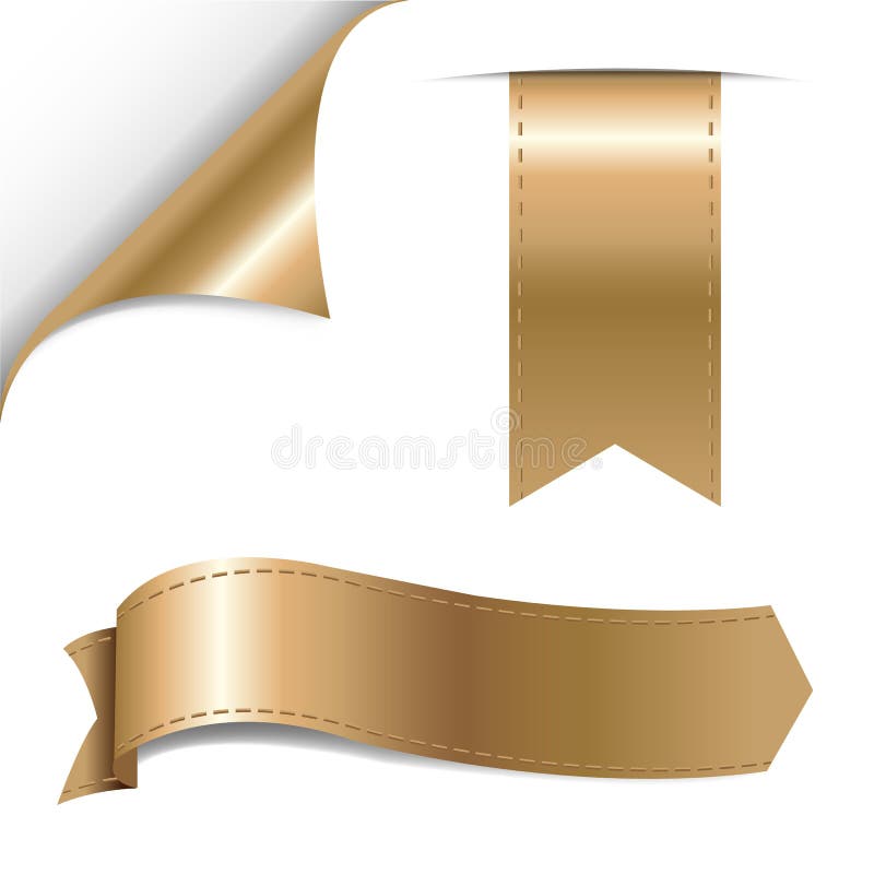 Gold Ribbons Set stock vector. Illustration of page, announcement ...
