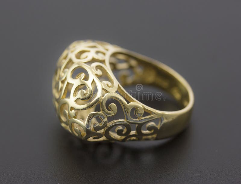 Gold Ring On A Black Background, Close-up. Stock Image - Image of black ...