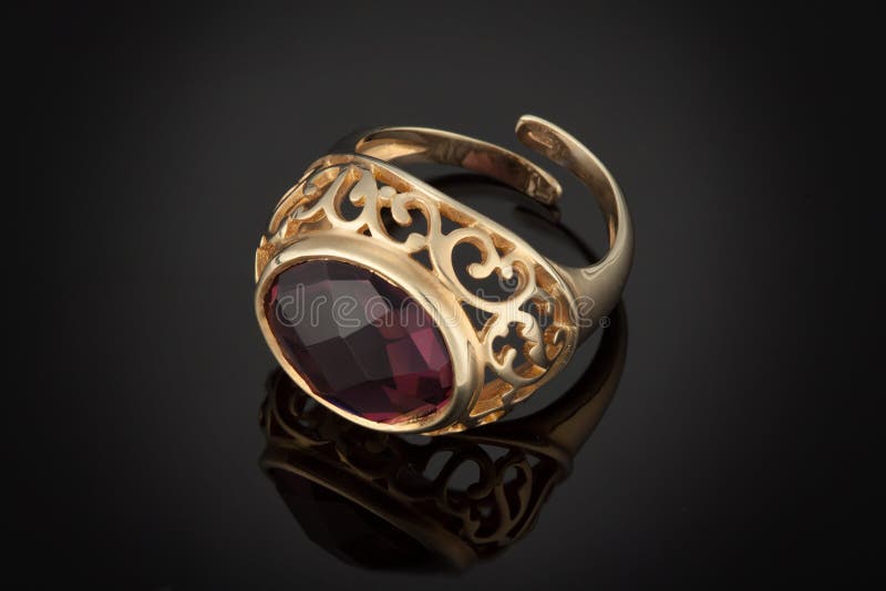 Gold Ring on Black Background Stock Image - Image of jewellery ...