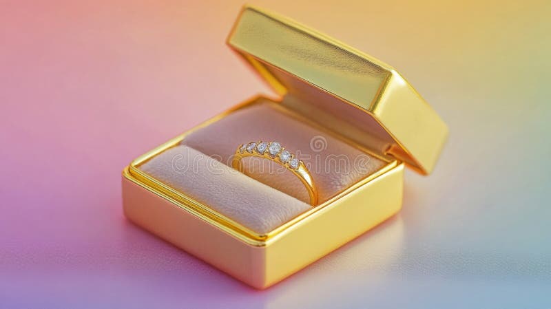 Gold Ring Box with Diamond Ring Inside Stock Illustration ...