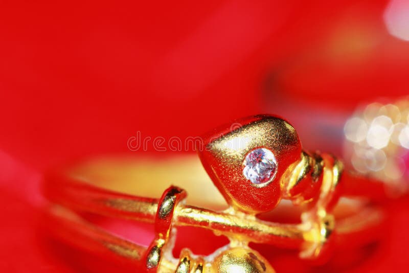 Gold Ring with Brilliant on Background Stock Image - Image of jewel ...