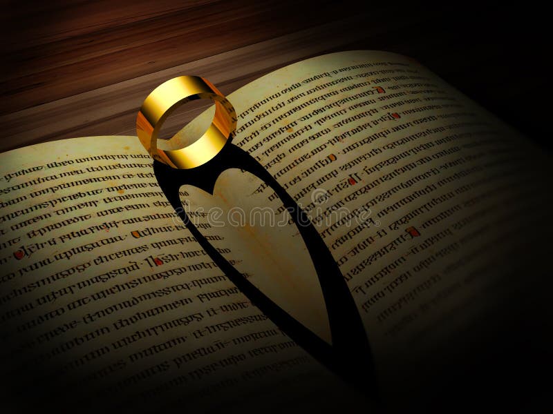 Gold Ring Casts Shadow of a Heart Stock Illustration - Illustration of ...