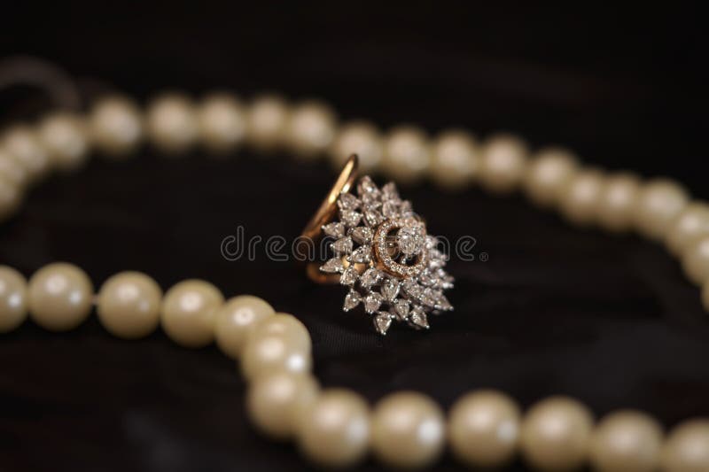 Gold Ring with Diamonds Creative Photography Stock Image - Image of ...