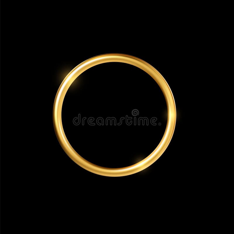 Gold Ring Frame Vector 3d Illustration, Round Golden Sparkling Thin ...