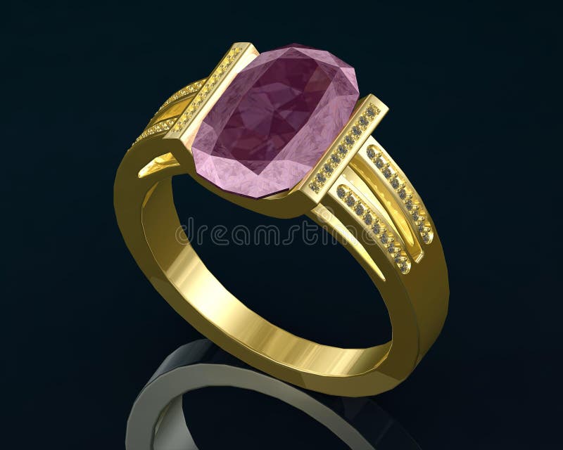 Gold Ring with Gems on Background Stock Illustration - Illustration of ...