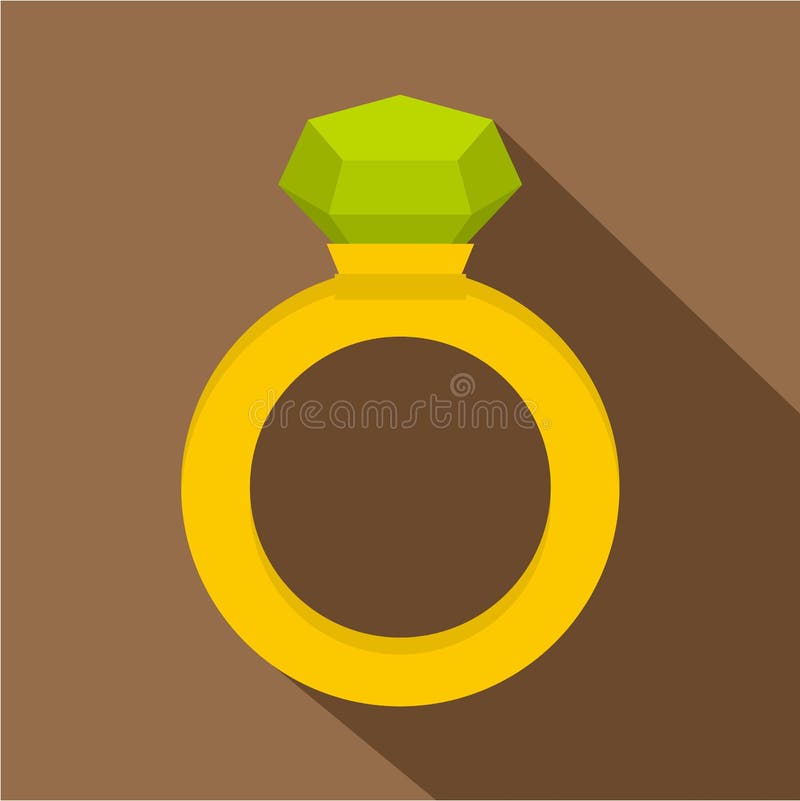 Gold Ring with Green Gem Icon, Flat Style Stock Vector - Illustration ...