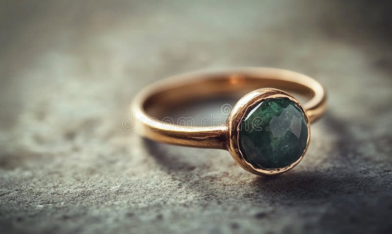 A Gold Ring with a Green Stone in the Center Stock Photo - Image of ...