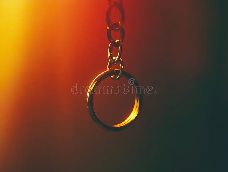A Gold Ring Hanging from a Chain on a Dark Background Stock Photo ...