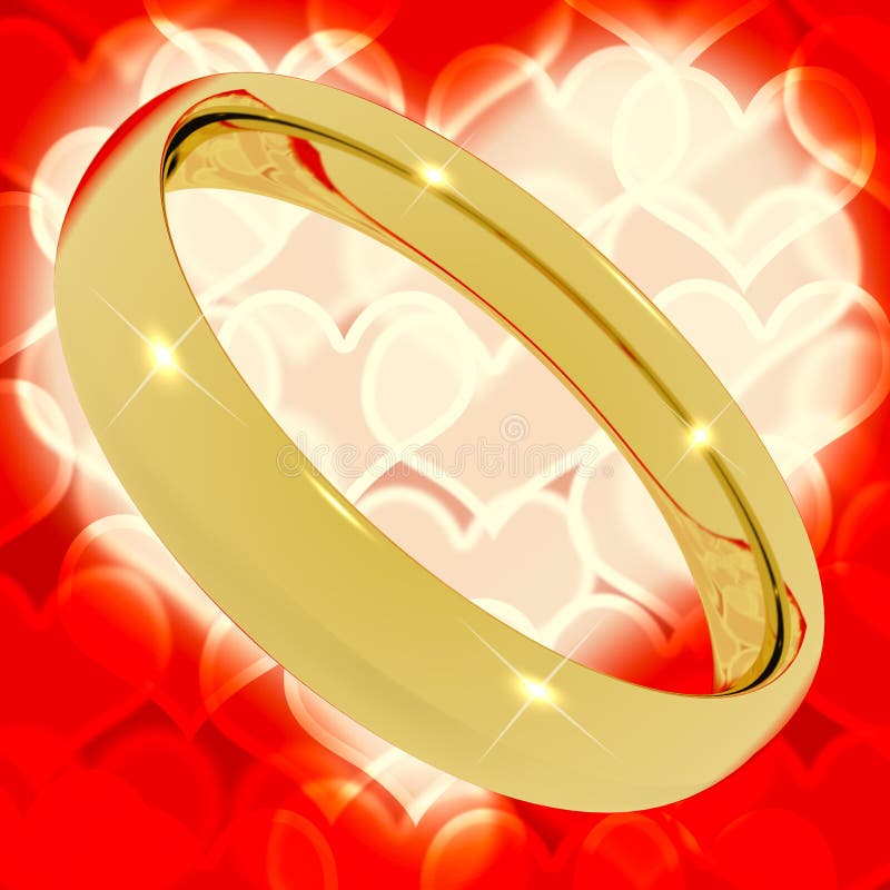 Gold Ring on Heart Bokeh Background Stock Illustration - Illustration ...