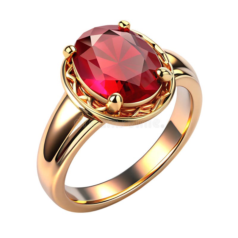 Gold Ring with Huge Red Ruby Isolated on White Background Stock Photo ...