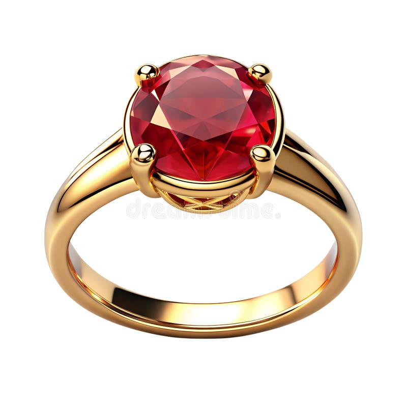 Gold Ring with Huge Red Ruby Isolated on White Background Stock Photo ...