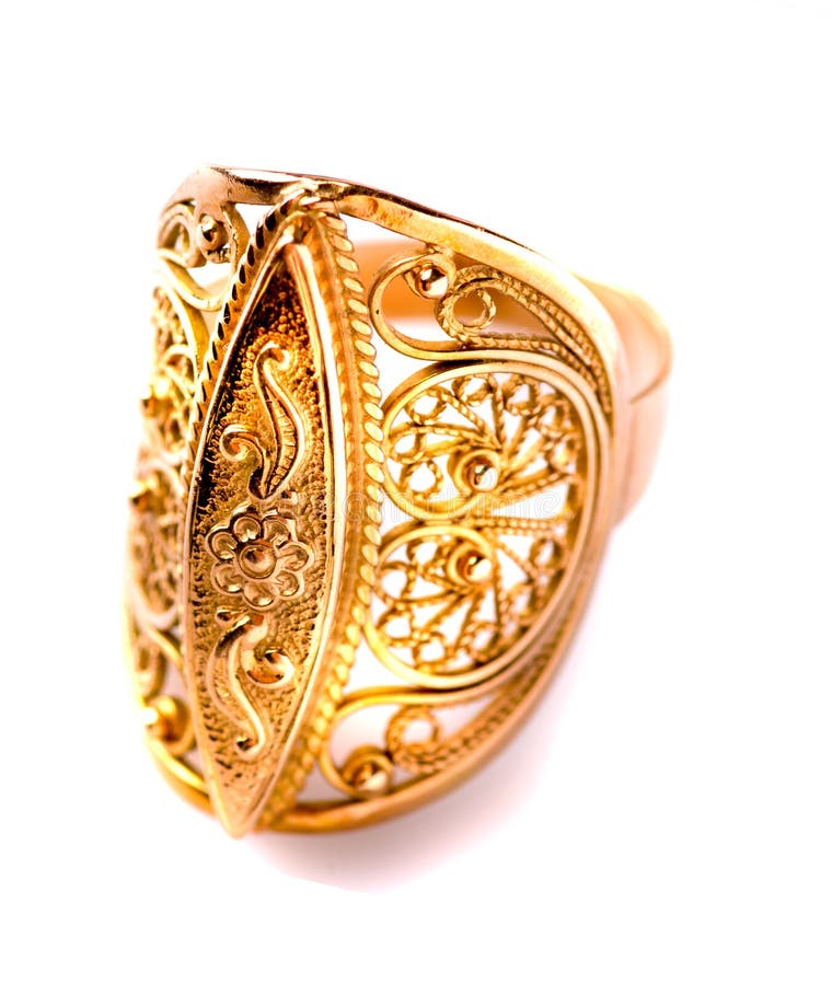 Gold Ring Isolated on a White Background.top View Stock Photo - Image ...