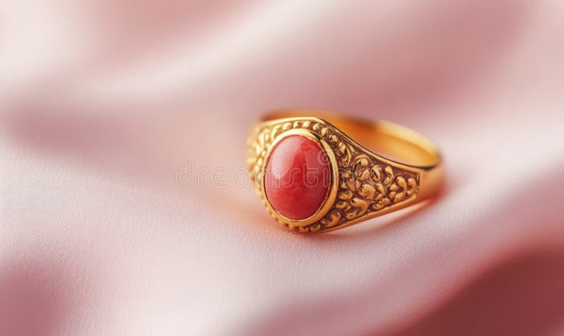 A Gold Ring with a Red Stone in the Center Stock Photo - Image of ...