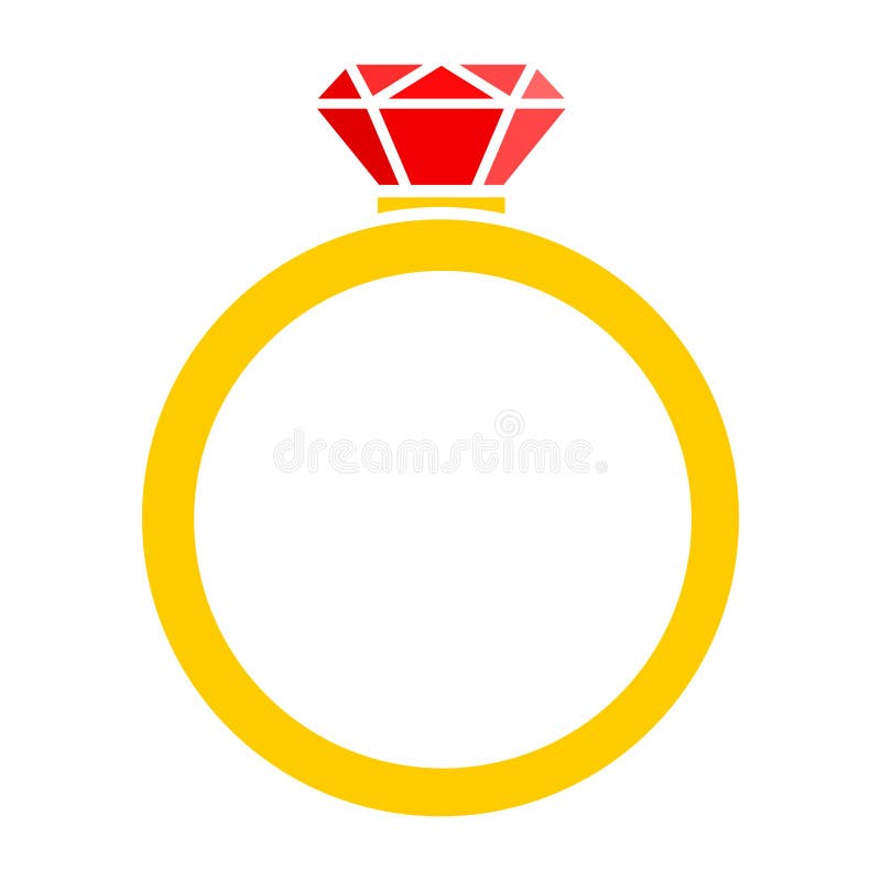 Gold Ring with Ruby Stone Silhouette. Vector Illustration Isolated on ...