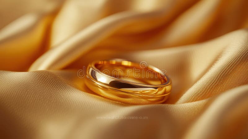 Gold Ring on a Satin Background Stock Illustration - Illustration of ...