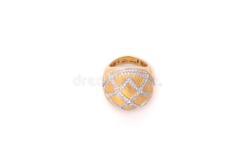 Gold Ring with White Rhinestones and Stones Stock Photo - Image of ...