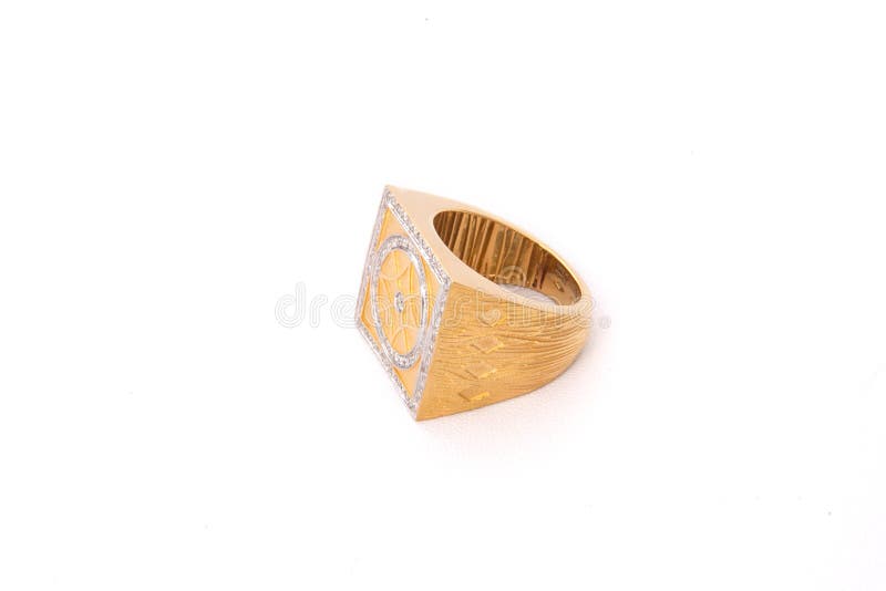 Gold Ring with White Rhinestones and Stones Stock Image - Image of ...