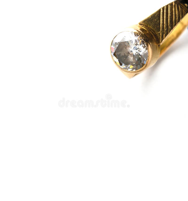 Gold Ring with Zircon Stones Isolated on White Background Stock Photo ...
