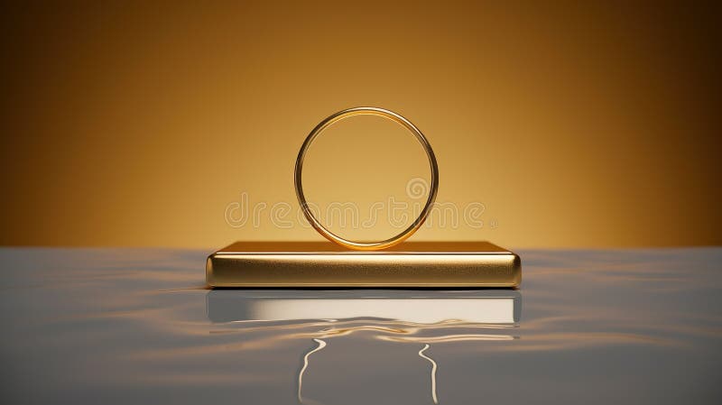 Gold Rings. Floating Podium Product Display Backdrop Gold Color Stock ...
