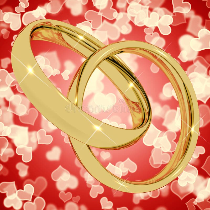 Gold Rings on Heart Bokeh Background Stock Illustration - Illustration ...