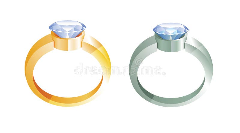 Gold Rings and Silver Rings with Diamonds Stock Illustration ...
