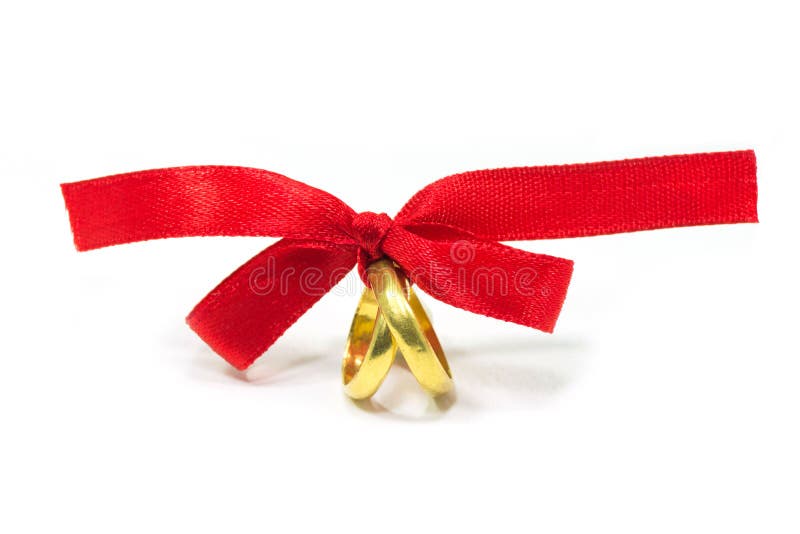 Gold Rings Tied with Red Ribbon Stock Photo - Image of composition ...