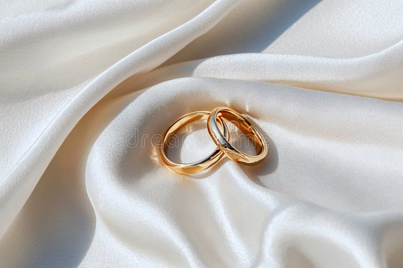 Gold Rings on White Satin, a Minimalist Symbol of Pure Love and ...
