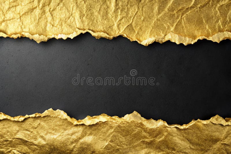 Gold Ripped Paper Texture on Black Background for Creative Design ...