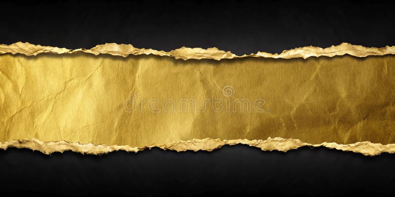 Gold Ripped Paper Texture on Black Background for Creative Design ...