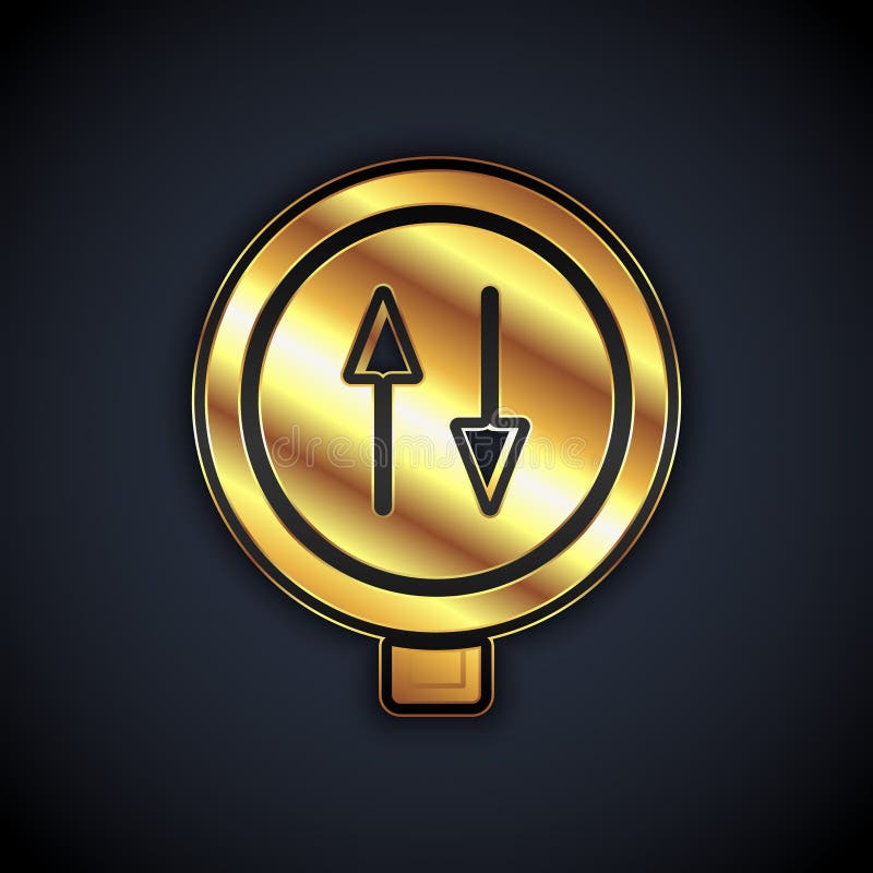 Gold Warning Road Sign Throwing Stone Materials Icon Isolated on White ...