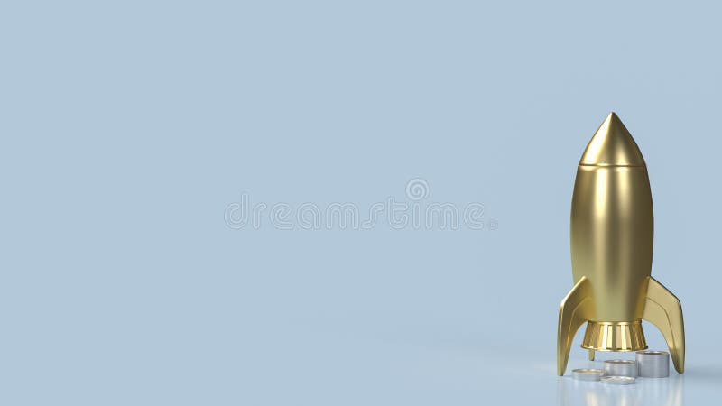 The Gold Rocket and Coins for Business Concept 3d Rendering Stock ...