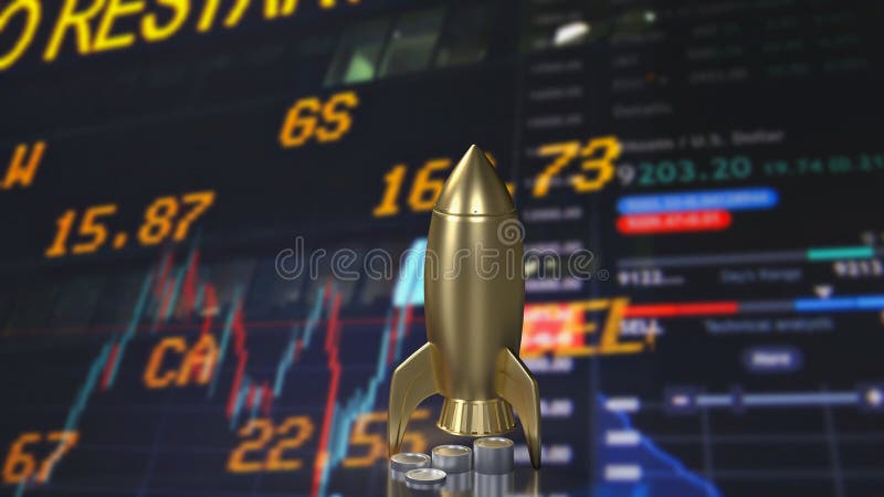 The Gold Rocket and Coins for Business Concept 3d Rendering Stock ...