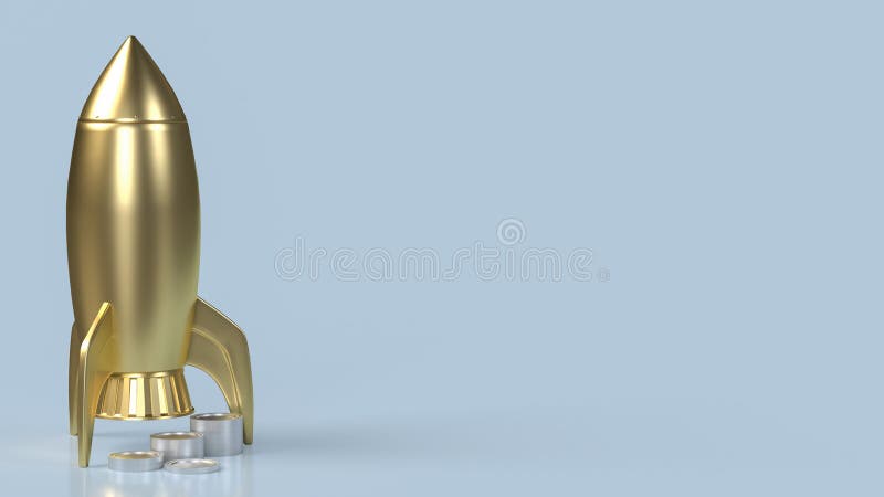 The Gold Rocket and Coins for Business Concept 3d Rendering Stock ...