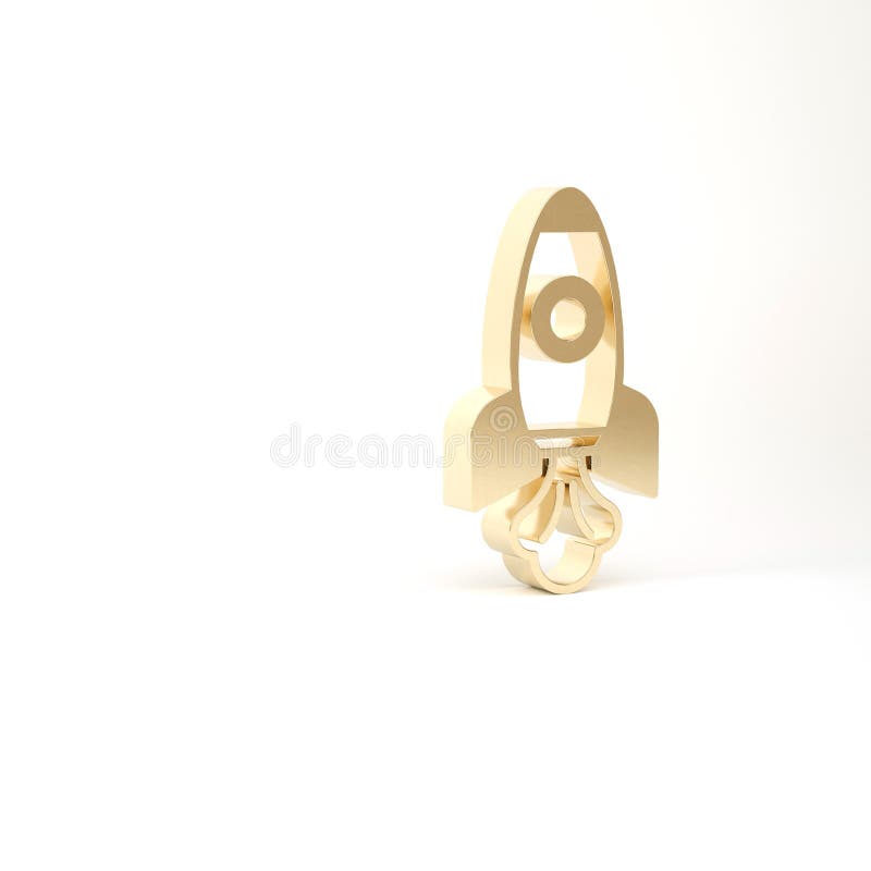 Gold Rocket Ship Icon Isolated on White Background. Space Travel Stock ...