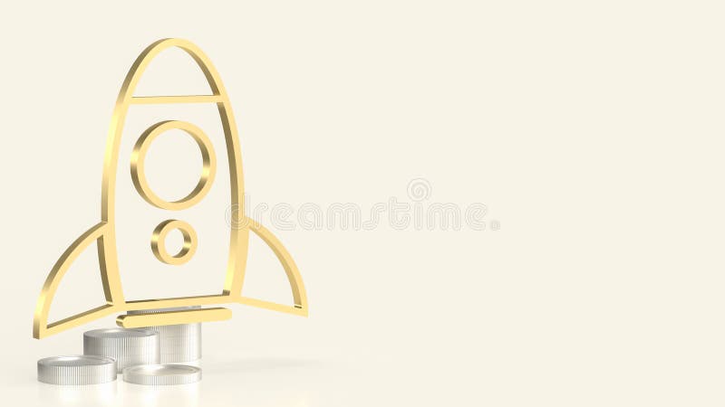 The Gold Rocket for Startup or Business Concept 3d Rendering Stock ...