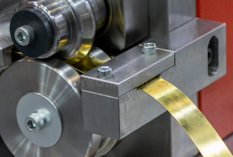 Gold Rolling Crimping Press Machine Stock Image - Image of gears, close ...
