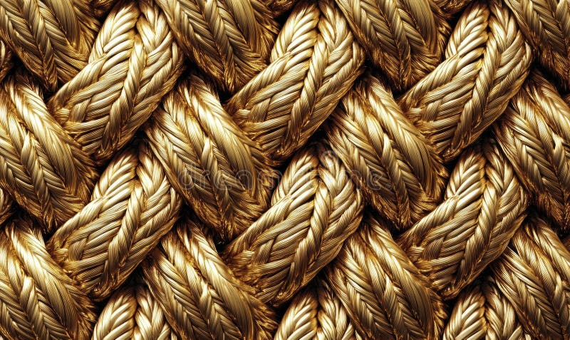 A Gold Rope with a Pattern of Knots Stock Photo - Image of brown ...
